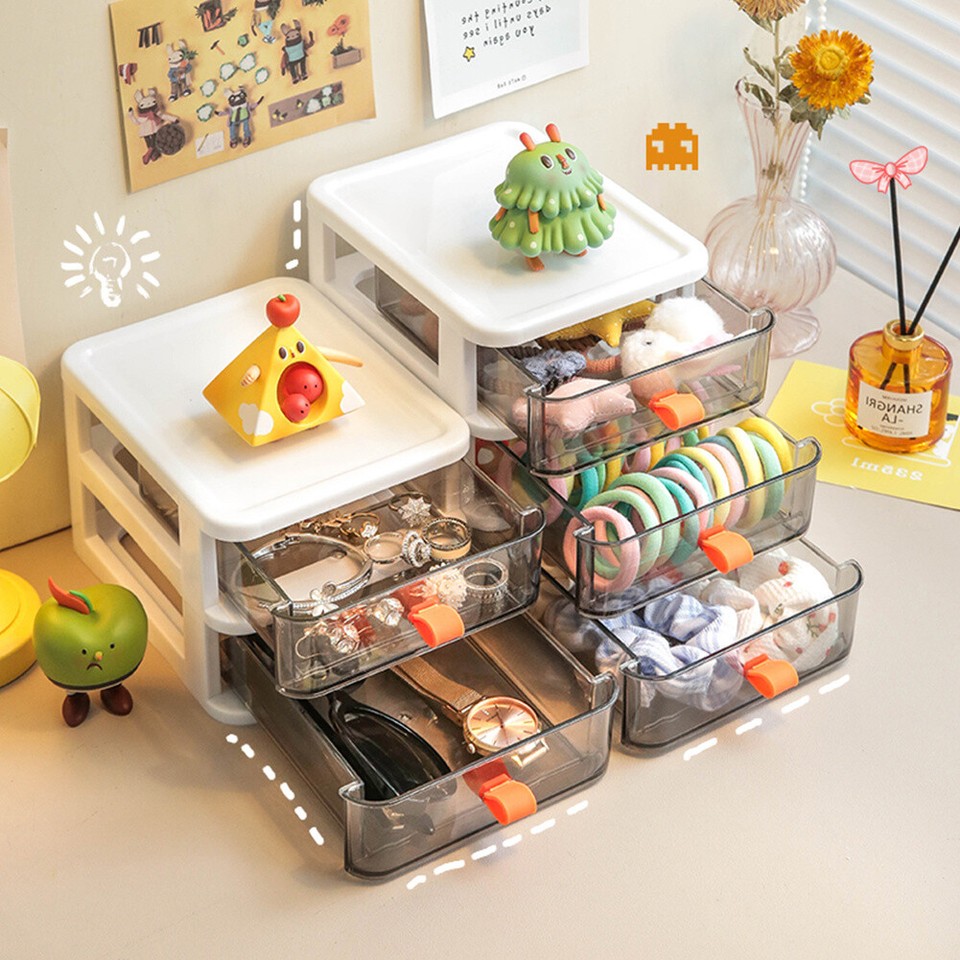 3/4/5 Tier Drawer Plastic Storage Tower Chest Bedroom Home Office ...