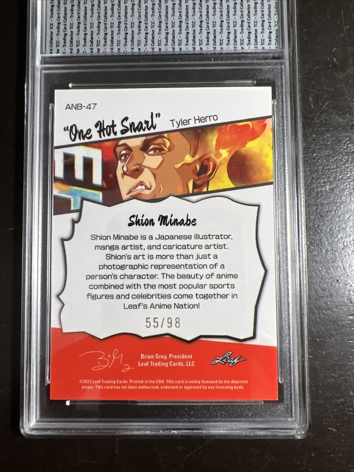 2023 Leaf Anime Nation Tyler Herro One Hot Snarl TCC Graded Gem Mint 10 ...