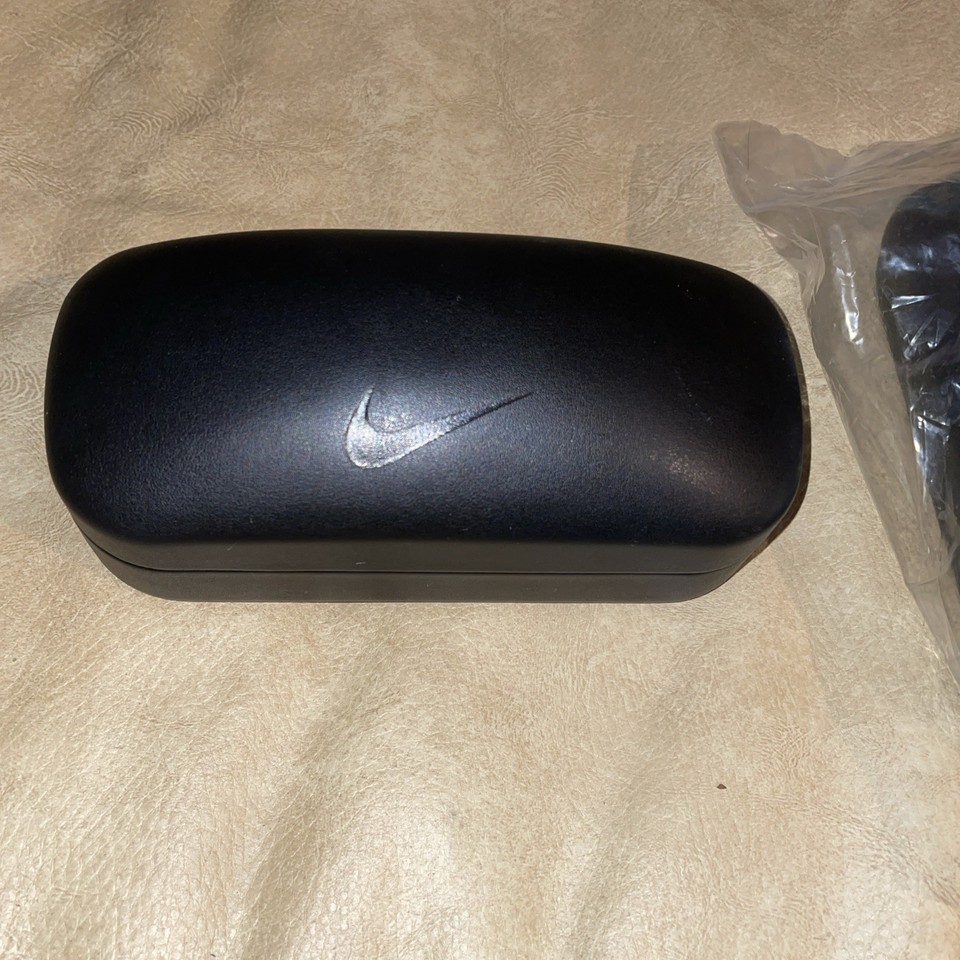 NIKE Black Clam Shell Hard Eye Glass Case with Swoosh "JUST DO IT ...