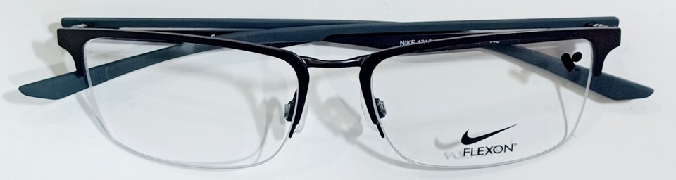 NIKE WITH FLEXON 4313 070 Eyeglasses SATIN GUNMETAL New Semi-rimless 54 ...