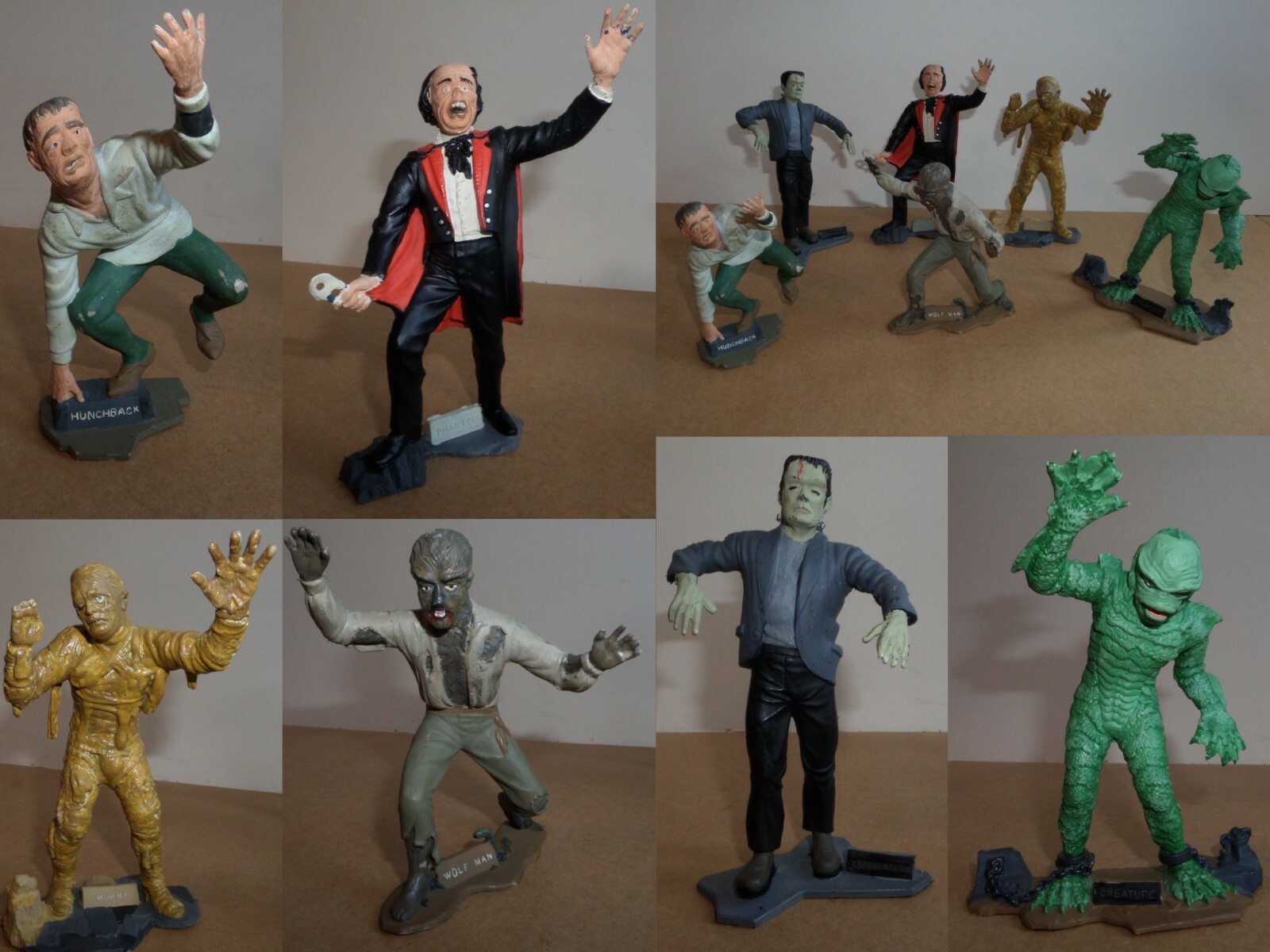 1964 MARX universal Monsters set FRANKENSTEIN Creature WOLFMAN Mummy ...