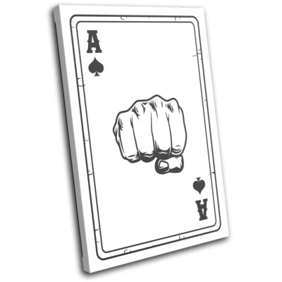 Poker Card Fist Ace of Spades Vintage SINGLE CANVAS WALL ART Picture ...