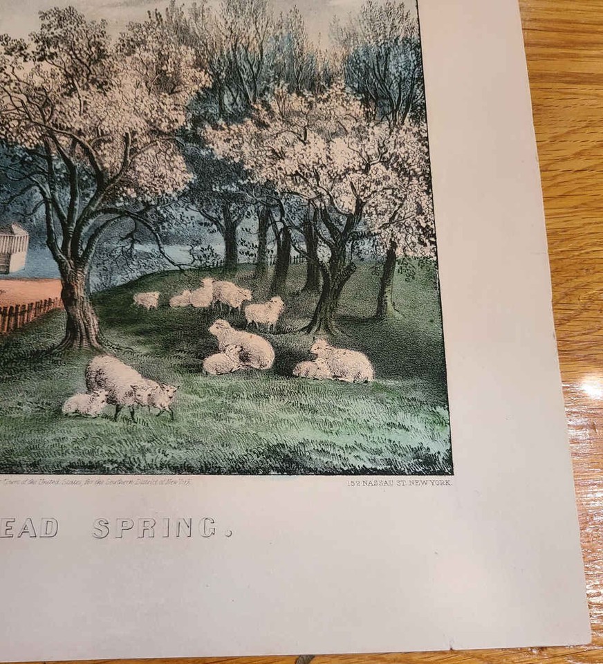 Currier & Ives Lithograph American Homestead Autumn -Huge Margins ...
