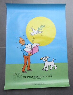 POSTER TINTIN HERGE OISEAU DE LA PAIX PEACE BIRD TBE | eBay