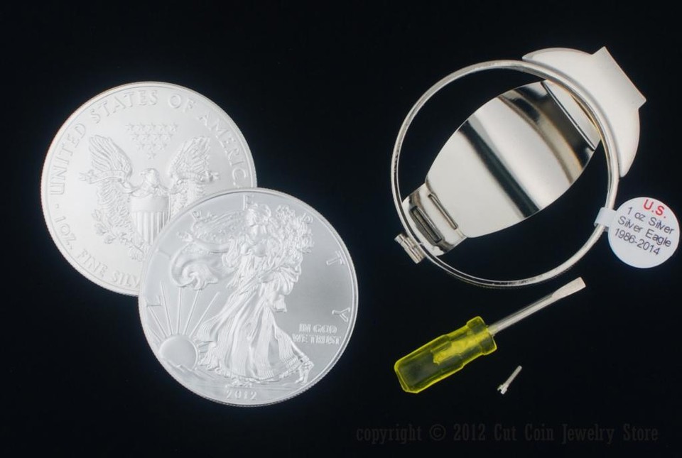 Silver Eagle 1 oz USA American USA Dollar Cut Coin Money Clip Jewelry ...