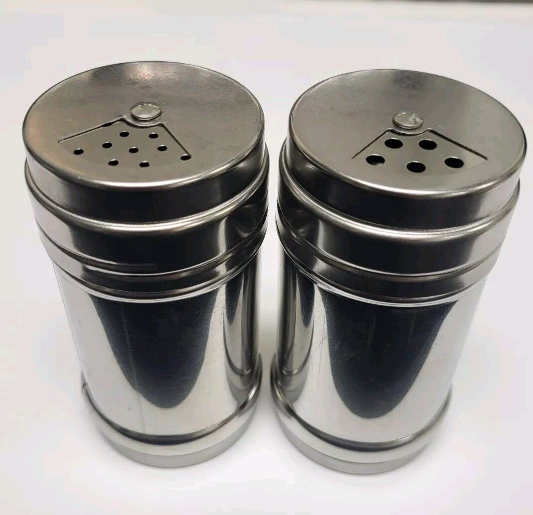 2 Pc Salt/Pepper/Spice Shakers Set Stainless Steel | eBay