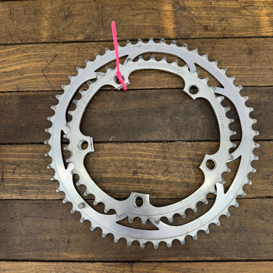 Vintage Campagnolo Record Chainring Set 53t 42t 135 BCD 5 Arm 53 Tooth ...