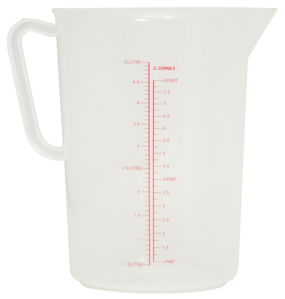 Plastic Measuring Jug 5 Litre Kitchen Bar Polypropylene Large Measuring ...