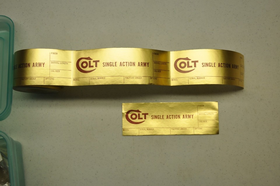Colt Factory Original Blank SAA Label 1970's | eBay