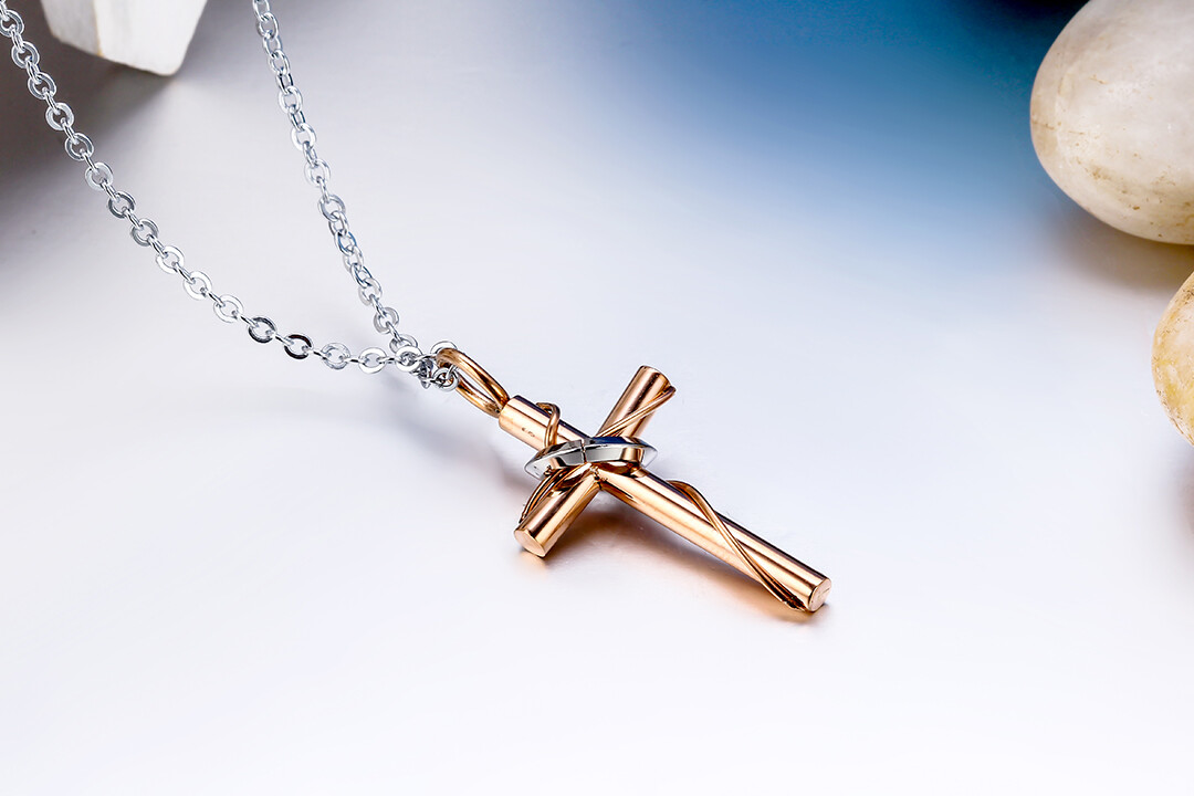 His Hers Stainless Steel Couples Matching Cross Charm Bracelet Pendant ...