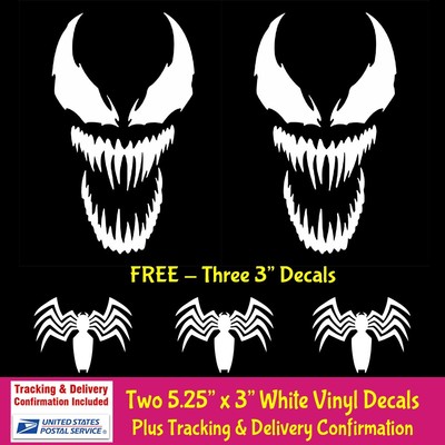 Venom White Vinyl Decal Window laptop helmet Car Truck Window Carnage ...