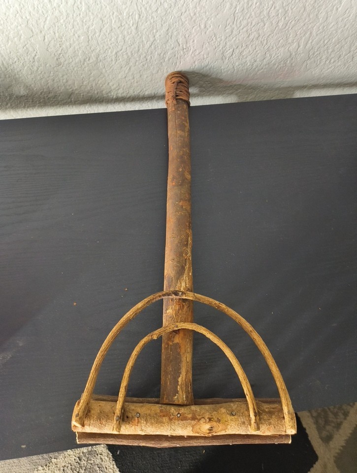 Primitive Rustic Wall Decor Wooden Amish Hand Hay Rake Miniature 12 ...