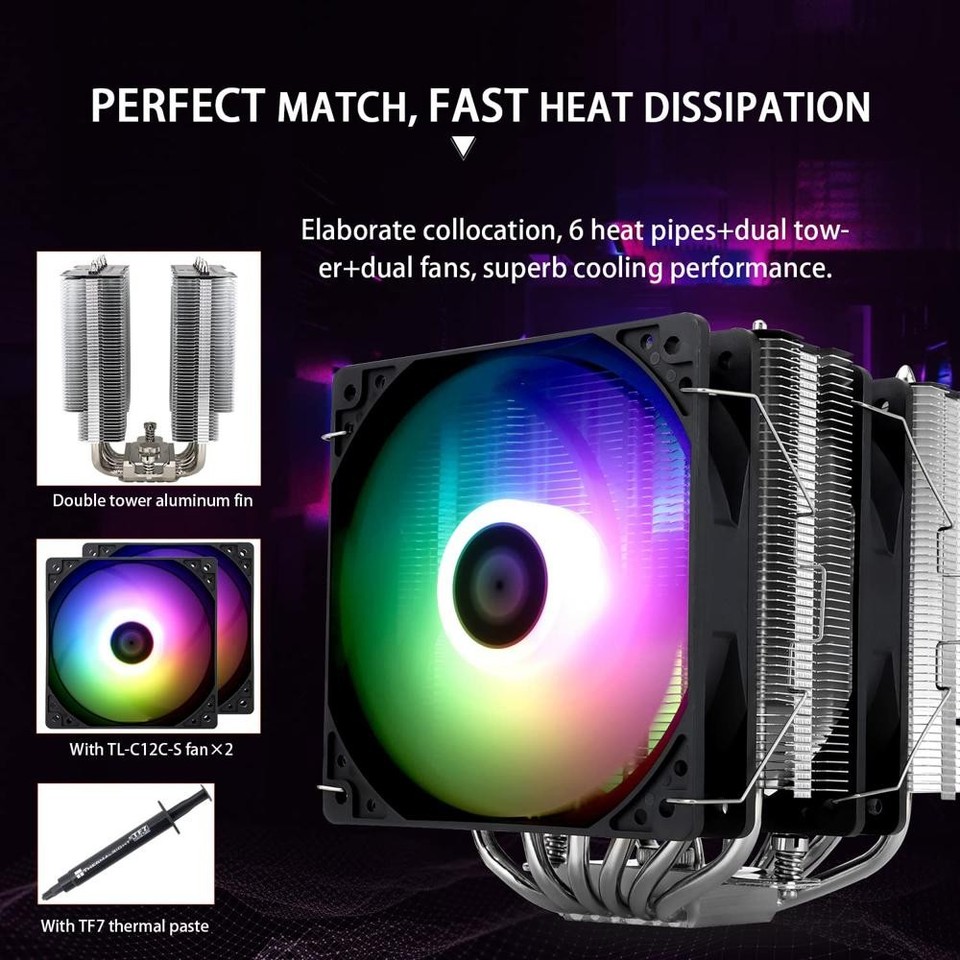 Peerless Assassin 120 SE ARGB CPU Air Cooler, 6 Heat Pipes CPU Cooler ...