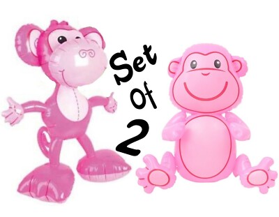 (Set of 2 ) 24" Pink Monkeys Inflatable - Inflate Blow Up Toy Party ...