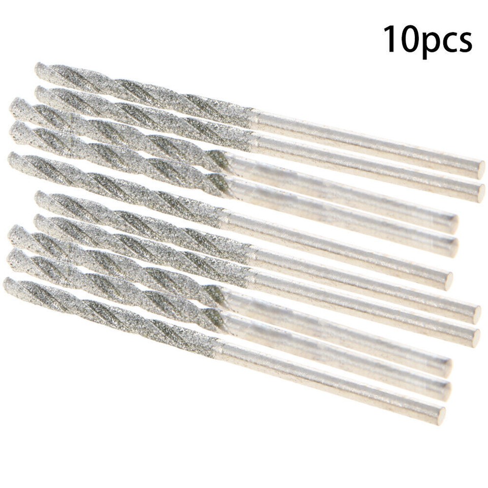 10x 1.0MM Diamond Coated Tipped Twist Drill Bit For Glass Jewelry Stone ...
