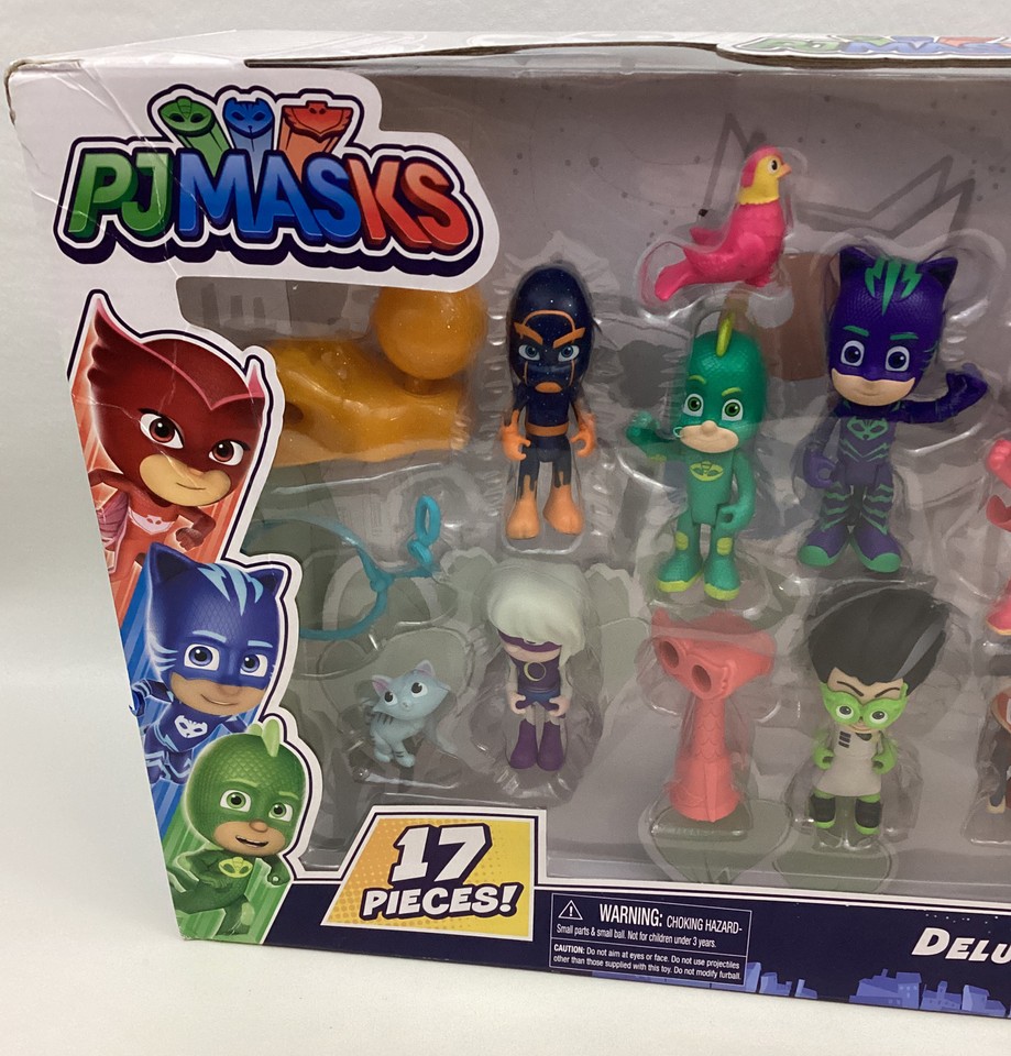 PJ Masks Deluxe Figure Set 17 Pieces with New Characters Newton Star ...