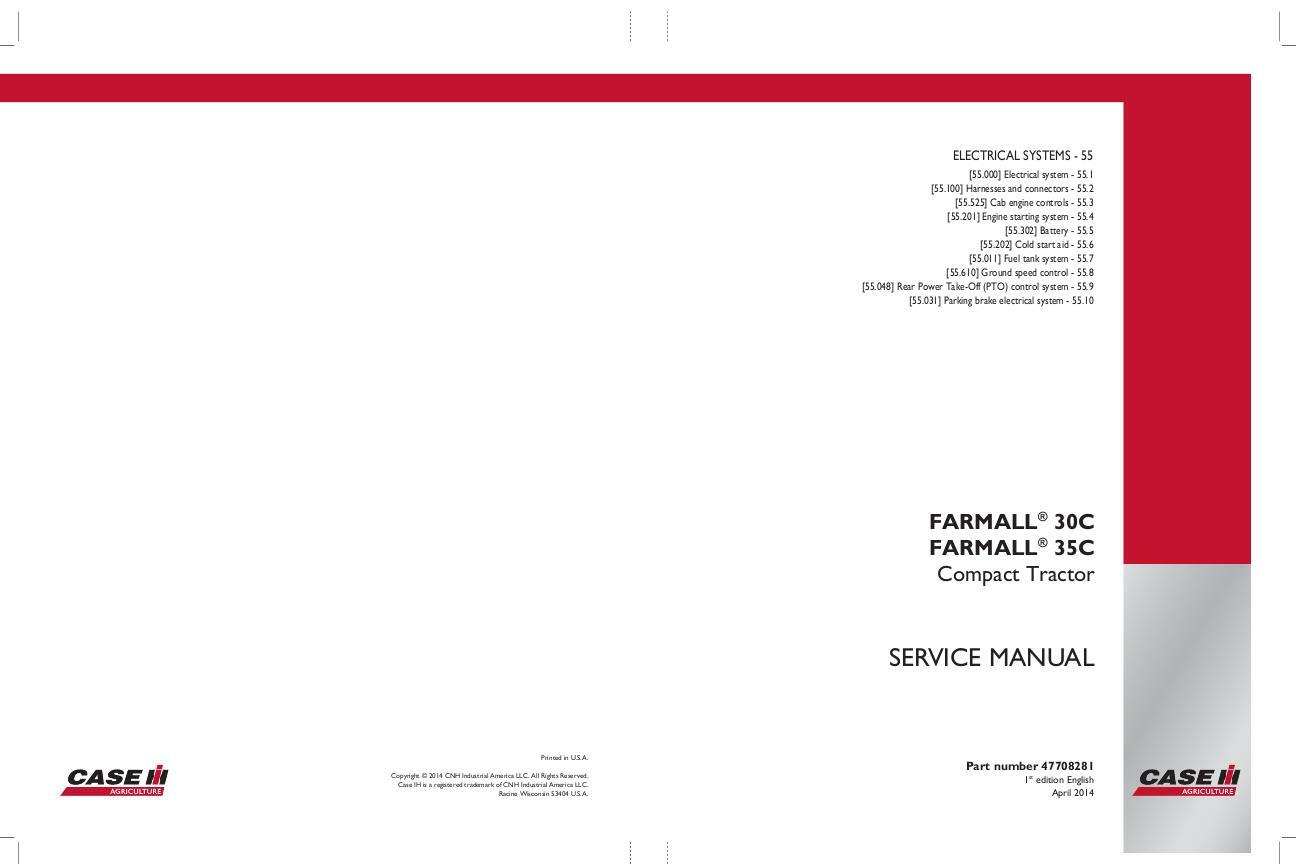 CASE IH FARMALL 30C, 35C COMPACT TRACTOR - ELECTRICAL SYSTEMS - 55, [55 ...