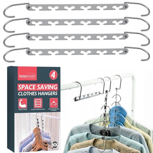 4pk Space Saver Hangers Clothes Coat Wardrobe Magic Metal Closet Saving Wonder | eBay UK
