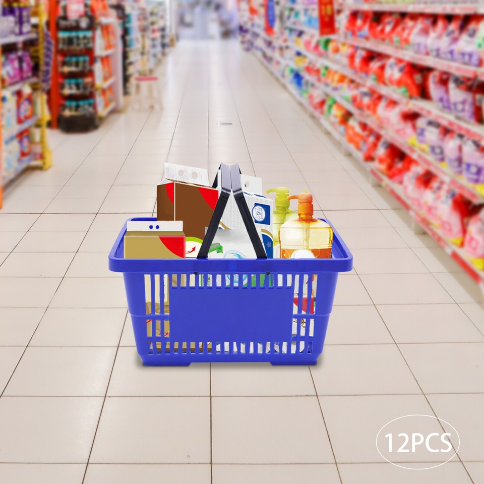 12x Shopping Baskets With Handles Retail Store Supermarket Baskets ...