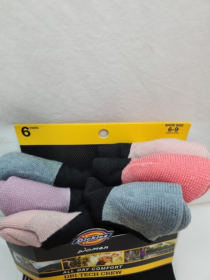 Dickies Women's Dri-tech Moisture Control Crew Socks Multipack Size 6-9 ...