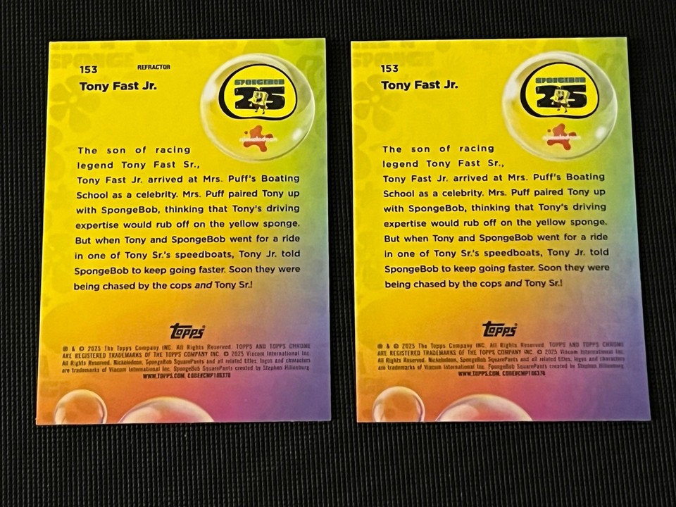 2025 Topps Chrome SpongeBob #153 TONY FAST JR. Kelp Green Refractor ...