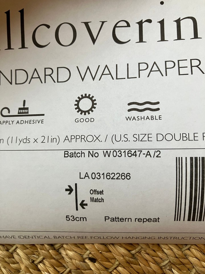 Laura Ashley Tuileries Wallpaper Natural 1 x roll Batch no W031647-A/2 ...