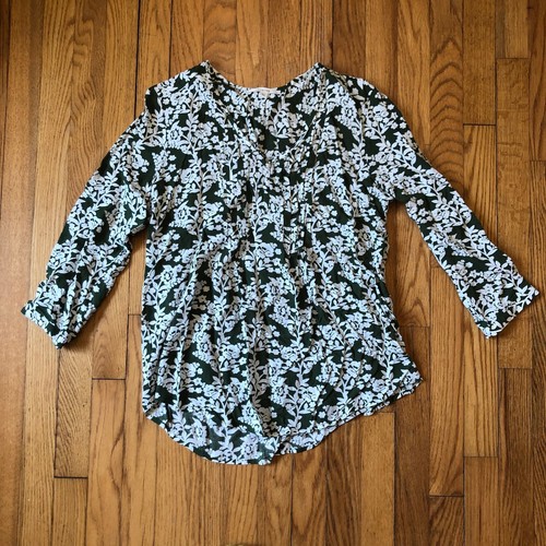 Fun2Fun NWOT Stitch Fix Maley Green Floral Pleated Swing Blouse - Size ...