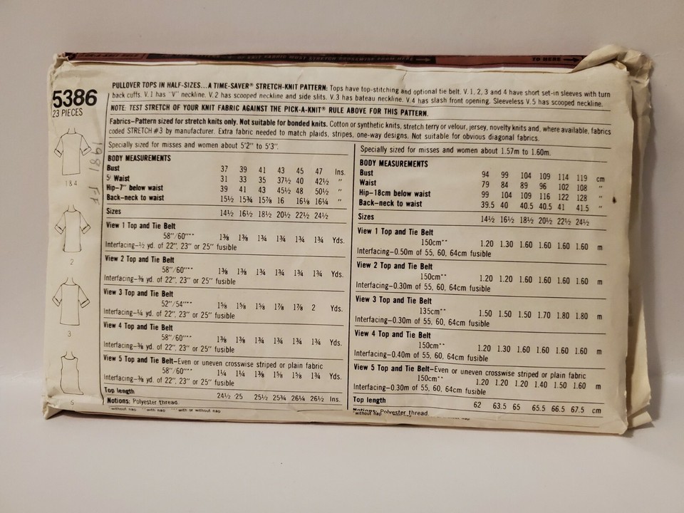 Simplicity 5386 Size 14.5-16.5-18.5 Uncut Factory Folded 1981 | eBay