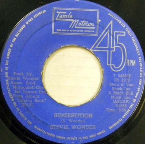STEVIE WONDER 45 Superstition TAMLA MOTOWN Soul WEST INDIES PRESS # ...