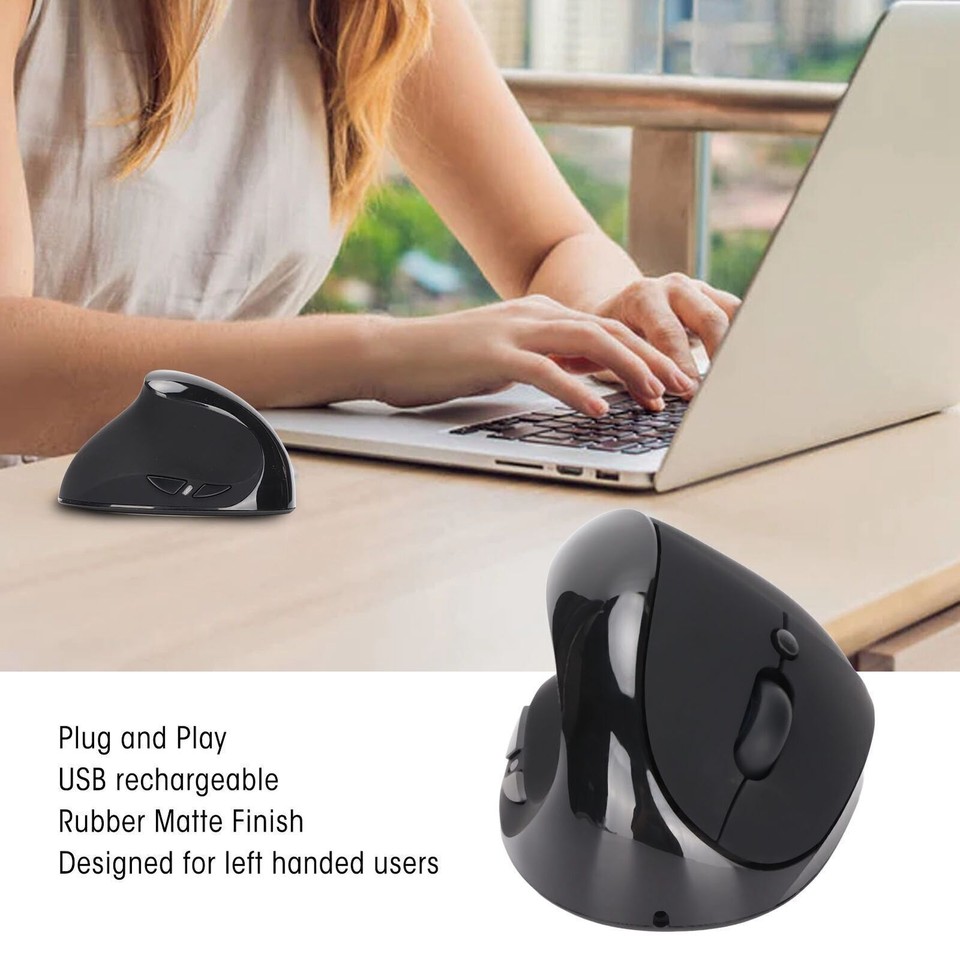 Left Hand Vertical Mouse 2.4G Wireless Vertical Ergonomic Mouse ...