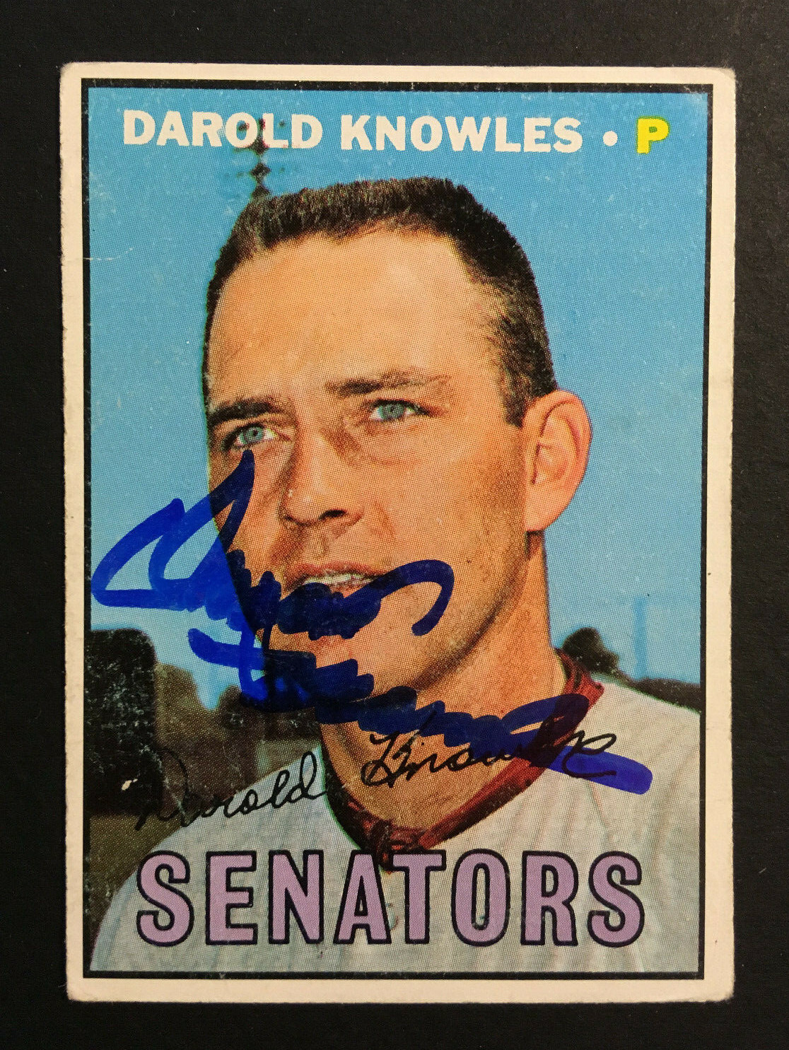 Darold Knowles Senators signed 1967 Topps baseball card #362 Auto ...