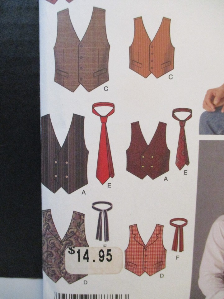 Simplicity Pattern 4762 Size A (S-L/S-XL) Boys & Men Vests & Ties Cut ...