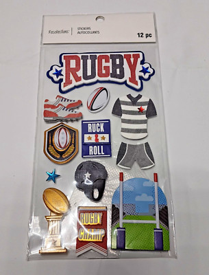 12pc Rugby Sports Stickers Scrapbooking Papercraft Recollections Ruck ...