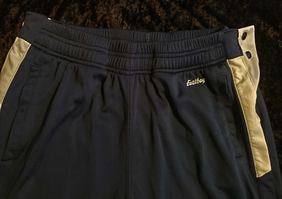 Eastbay Break Away Basketball Track Pants Size M Blue White Side Snaps ...