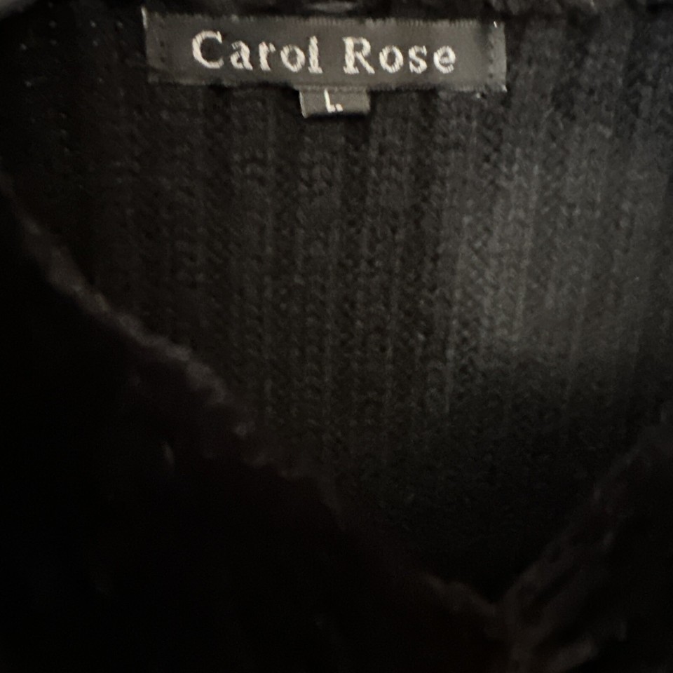 Carol Rose Women's Large Quilted Sweater Vest Faux Fur Collar Black | eBay