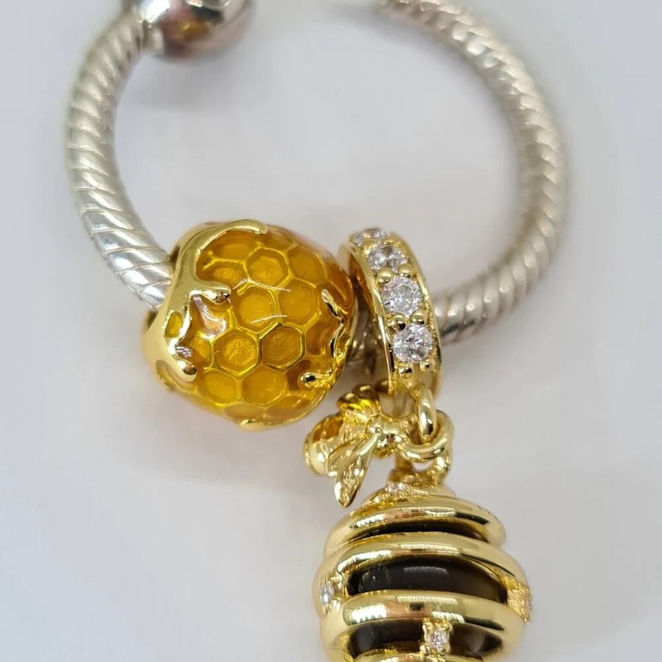 Authentic Pandora set of 2 Sweet As Honey Pendant and Golden Honey ...
