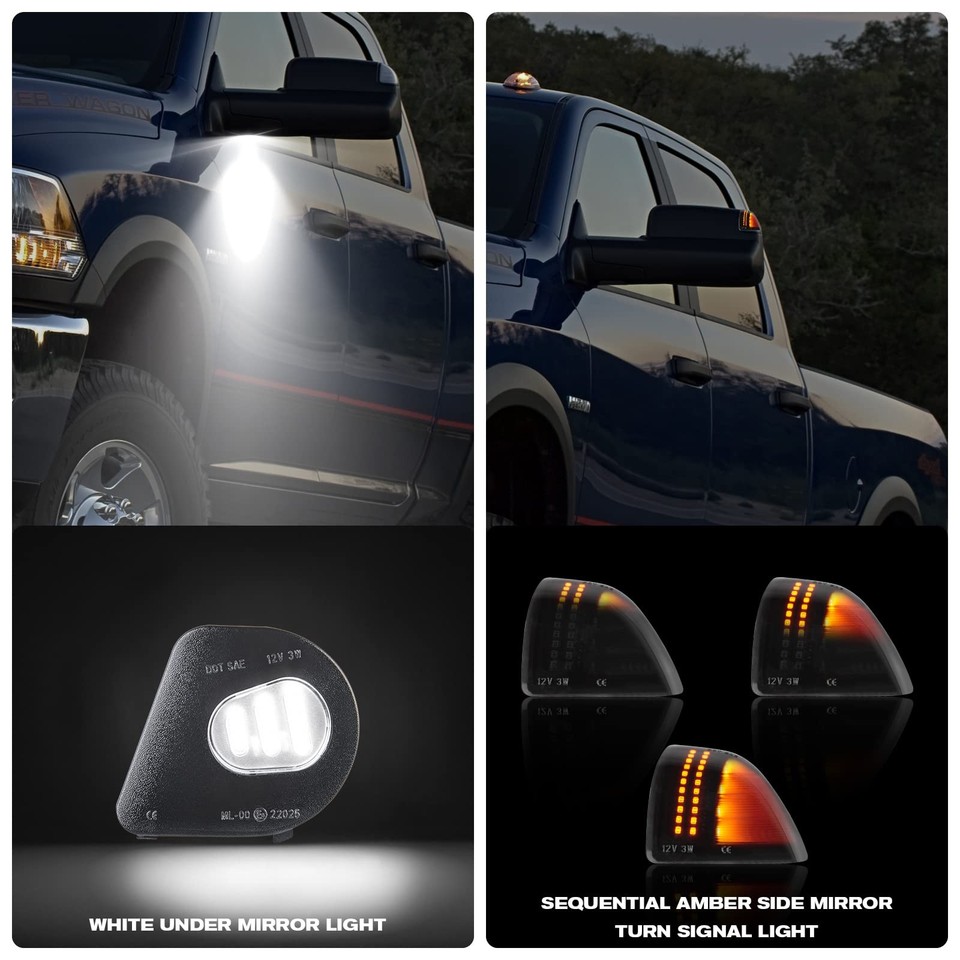 Gempro LED Side Mirror Turn Signals Puddle Lights Kits Assembly for ...