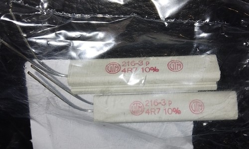 2 x 4.7R 10W Cement Resistors Radial Wire UTM VTM 4R7 10% 216-3P 216-3 ...