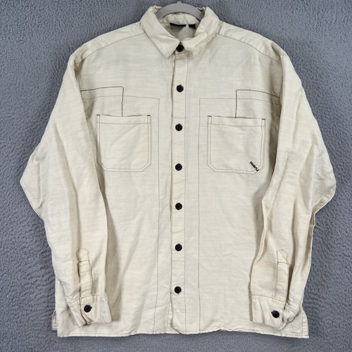 KAVU Shirt Mens Large Beige Button Up Long Sleeve Bamboo Blend | eBay