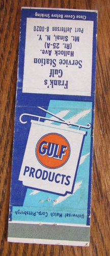 FRANK'S GULF GAS STATION MATCHBOOK COVER: MT. SINAI, NEW YORK ...