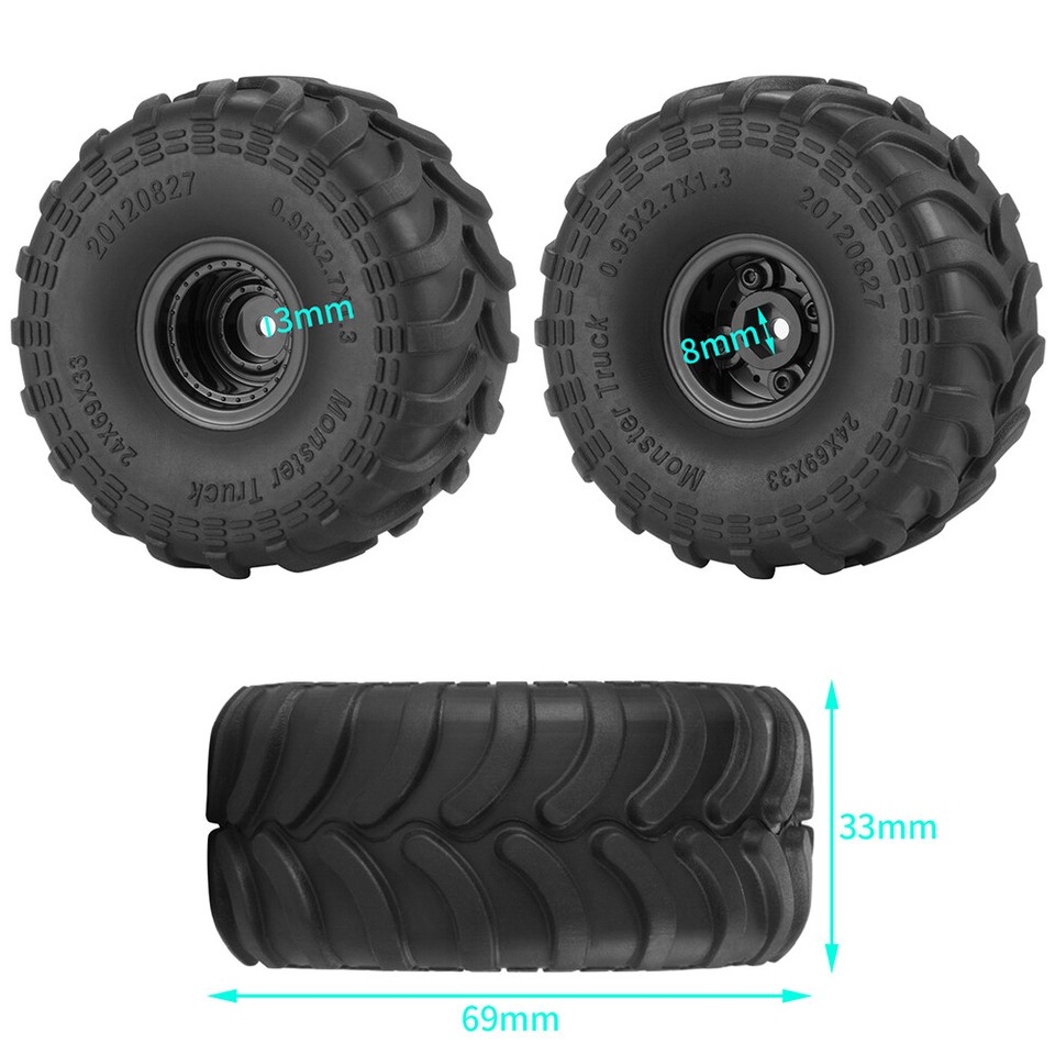 FLYXM Beadlock Wheel Huge Tire Monster Truck Tire for 1/18 TRX4MT FMS ...