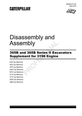 Caterpillar 365B 365B Series 2 EXCAVATOR Suppl 3196 Engine Disassem ...