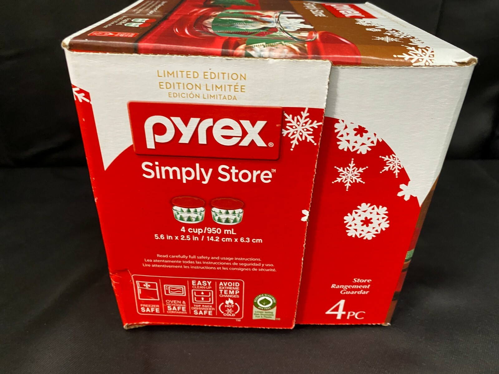NEW! Pyrex Simply Store 4 Piece Storage Set "CHRISTMAS TREES" Limited ...