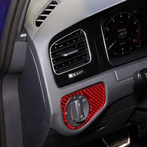 Red Carbon Fiber Headlight Switch Cover Trim for Volkswagen Golf 2014 ...