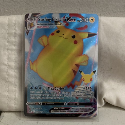 Pokémon Surfing Pikachu VMAX Celebrations 008/025 Ultra Rare Full Art ...