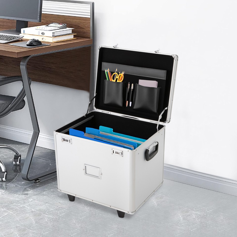 Locking Mobile Business Case！ Aluminum Alloy File Lock Box！ Hand pull ...