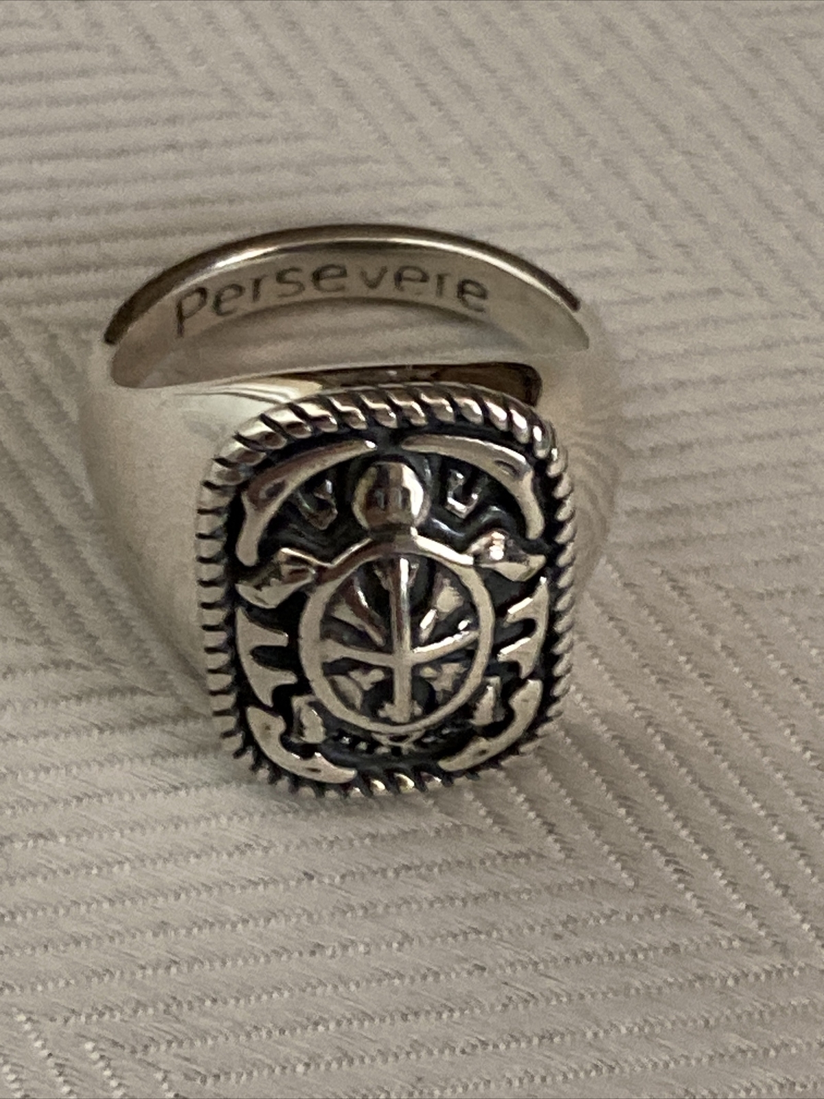 Carolyn Pollack Beautiful Solid Sterling Persevere Sea Turtle Signet ...