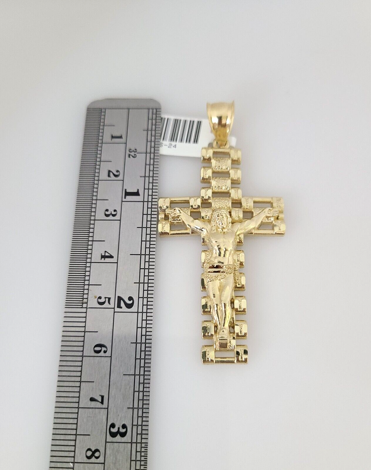 10k Gold Milano Rope Chain Jesus Cross Charm 6mm Set 20"-26'' Inches ...