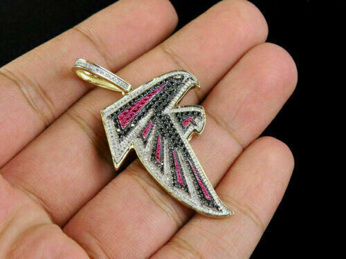 10k Yellow Gold Over Diamond Ruby Atlanta Falcons NFL Dirty Bird ...
