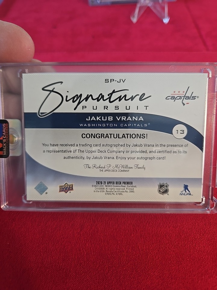 2020-21 Upper Deck Premier - Signature Pursuit Jakub Vrana #SP-JV /35 ...